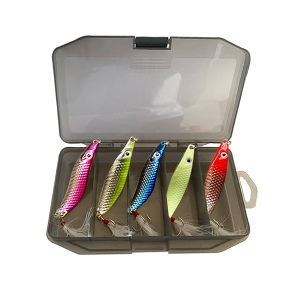 5Pcs Fishing Spoons Lure Colorful Hard Metal Baits Spoon Lure with Hook ...