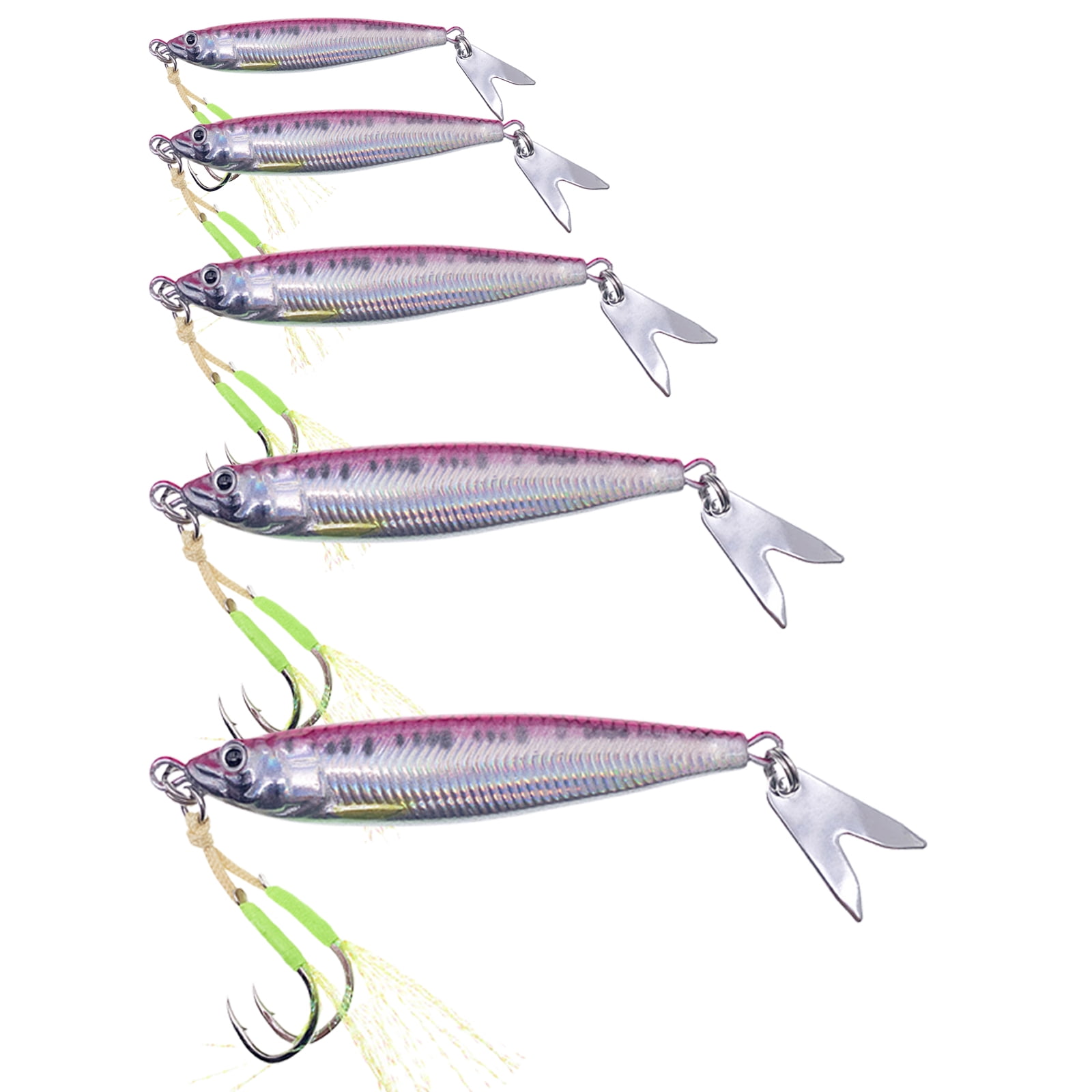 5Pcs Fishing Spoons Lures Metal Lures Baits Fishhooks Trout Casting ...