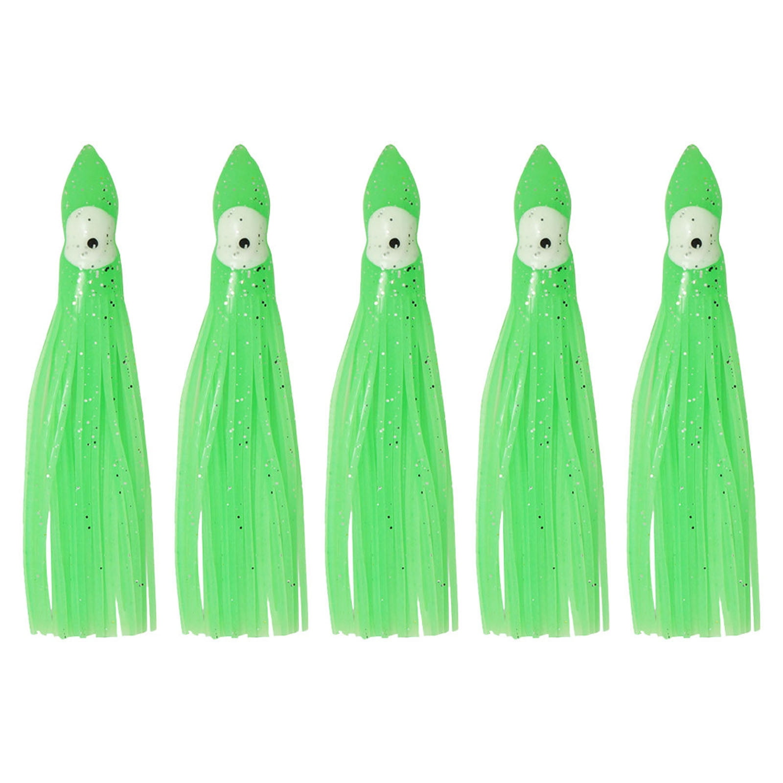 5Pcs Fishing Squid Skirts Glow Lures Luminous Octopus SkirtsTrolling Lure Soft Plastic Fishing ...