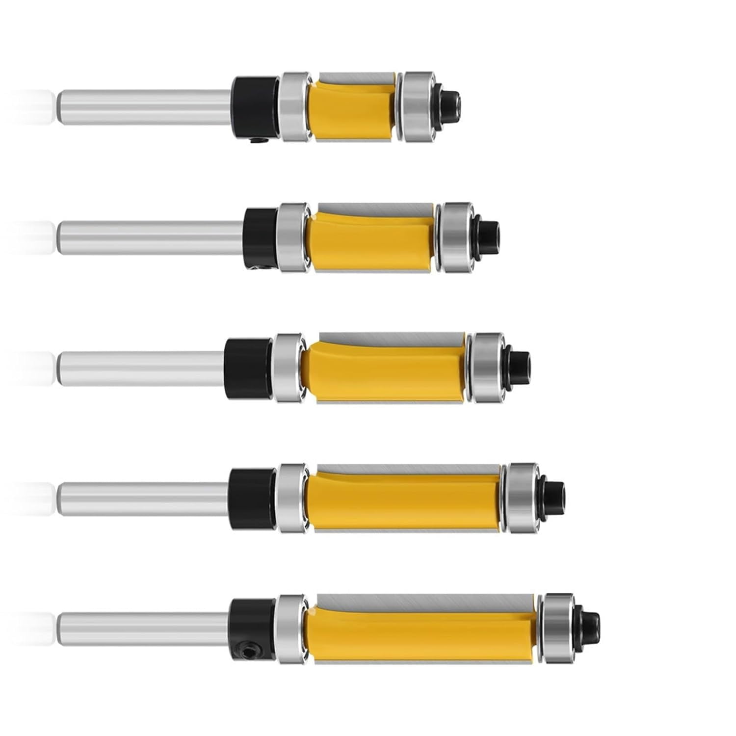 5Pcs Flush Trim Bit with Bearing Router Woodworking Milling Cutter for ...