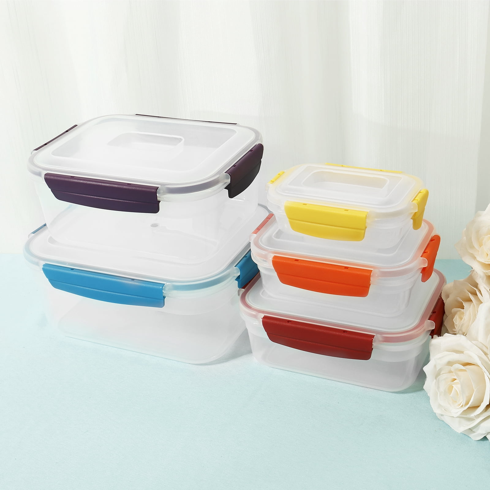 5Pcs Food Storage Container Silicone PP Food Storage Box Easy to Sort ...