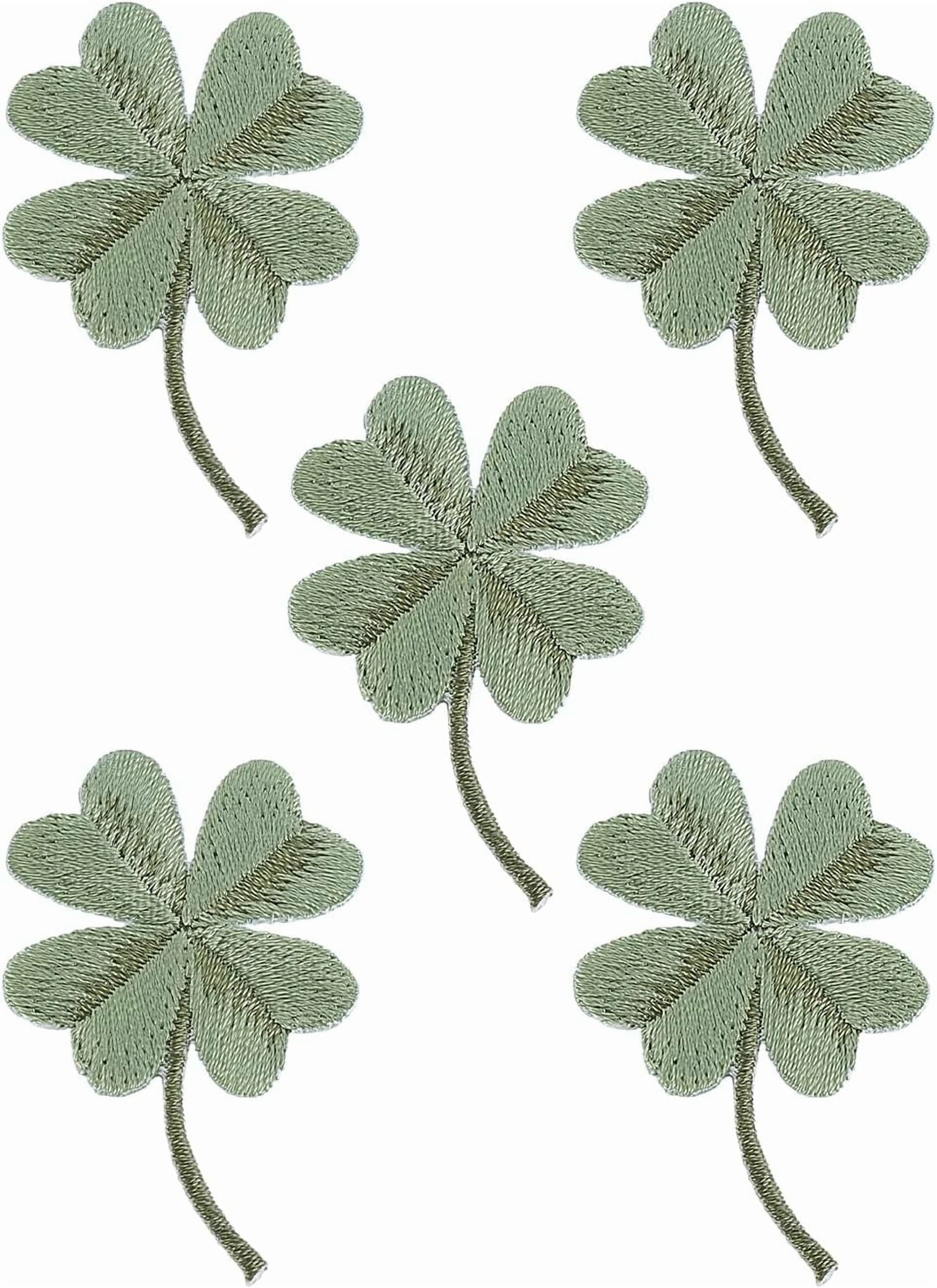 5Pcs Four Leaf Clover Iron On Patch 50x31mm Green Clover Computerized ...