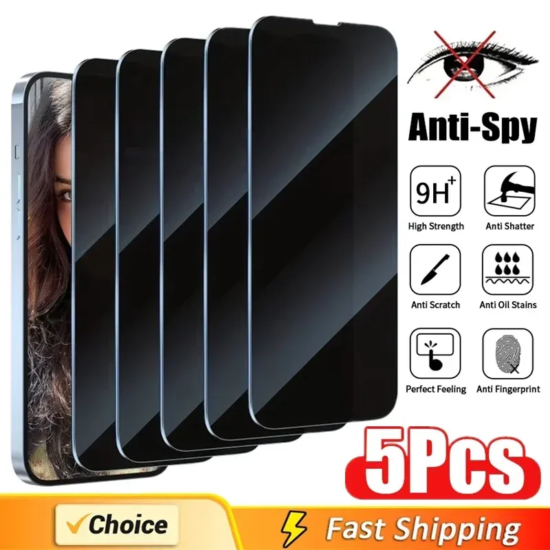 5Pcs Full Cover Privacy Screen Protector For iPhone 16 11 12 13 14 Pro ...