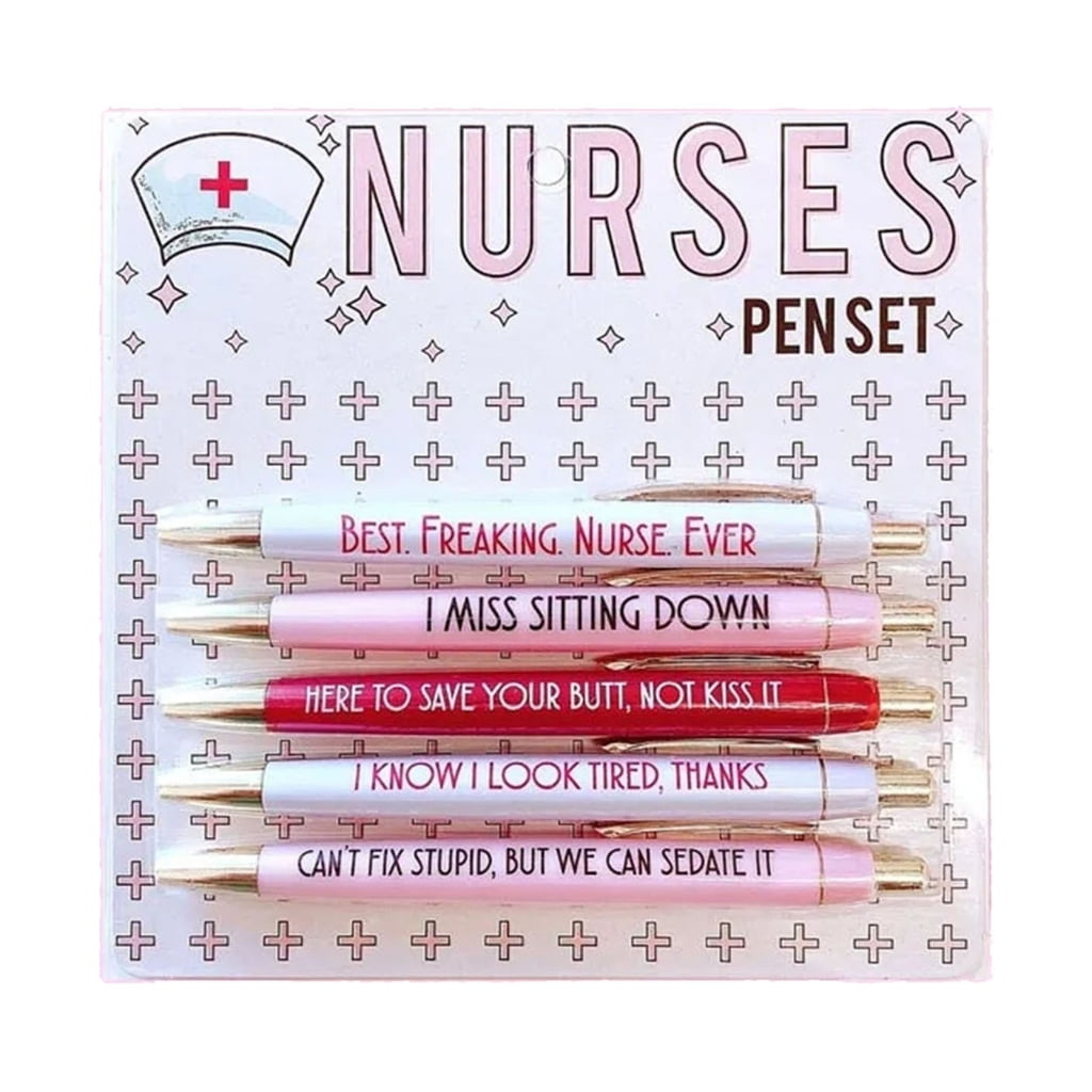 5Pcs Fun Nurse Pen Set Black Ink Ballpoint Pen Nursing Teacher Students ...