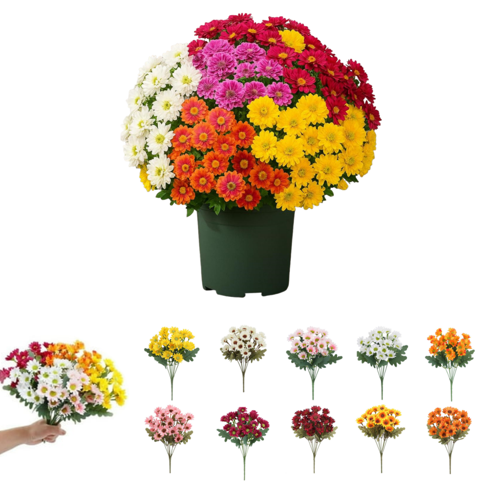 5Pcs Funsdecor Artificial Mums - Fall Mums Artificial Flowers Outdoor ...