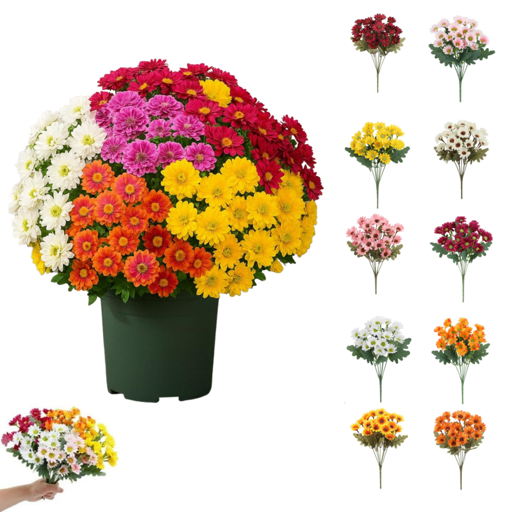 5Pcs Funsdecor Mums, Artificial Outdoor Sunset Mums Flowers - UV ...