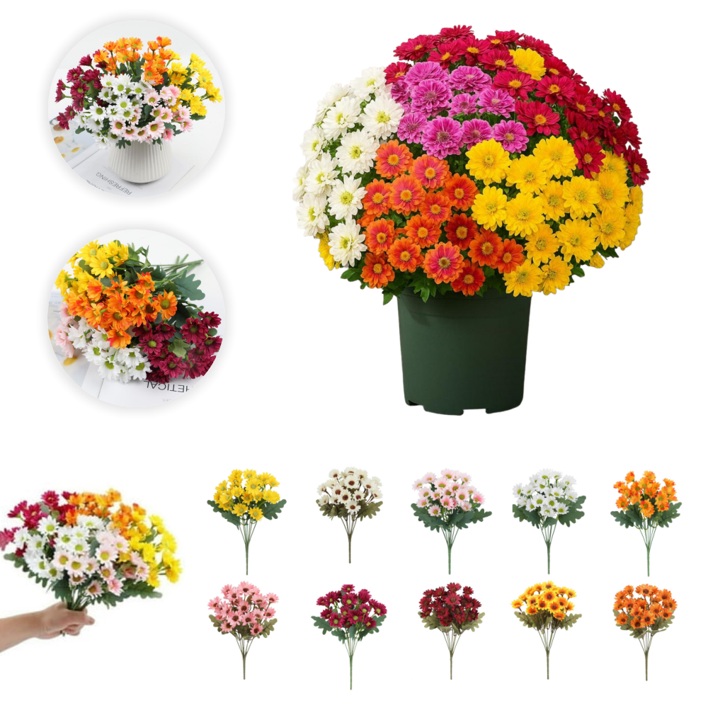 5Pcs Funsdecor Mums, Artificial Sunset Mums, Artificial Outdoor Sunset ...