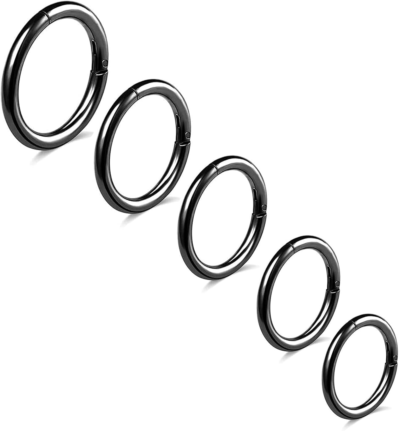 5Pcs G23 Titanium Nose Rings 16G Hinged Clicker Segment Nose Rings Hoop ...