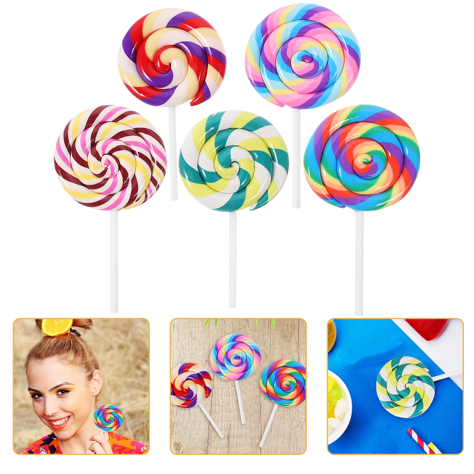 5Pcs Giant Realistic Lollipops - DIY Candy Props for Decor, Keychains ...