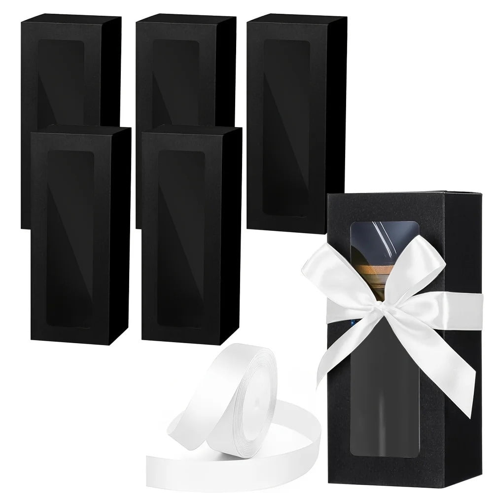 5Pcs Gift Boxes with 1Roll 24 Yard White Ribbon for Sublimation Glass Exhibition Box for 12 Oz ...