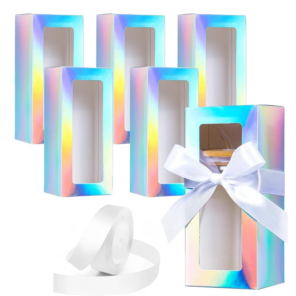 5Pcs Gift Boxes with 1Roll 24 Yard White Ribbon for Sublimation Glass Exhibition Box for 12 Oz ...