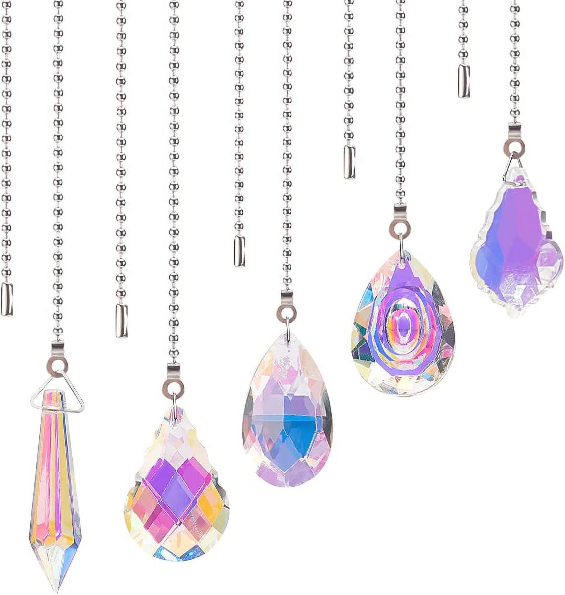 5Pcs Glass Crystal Ceiling Fan Pull Chain Extenders, Colorful Hanging ...