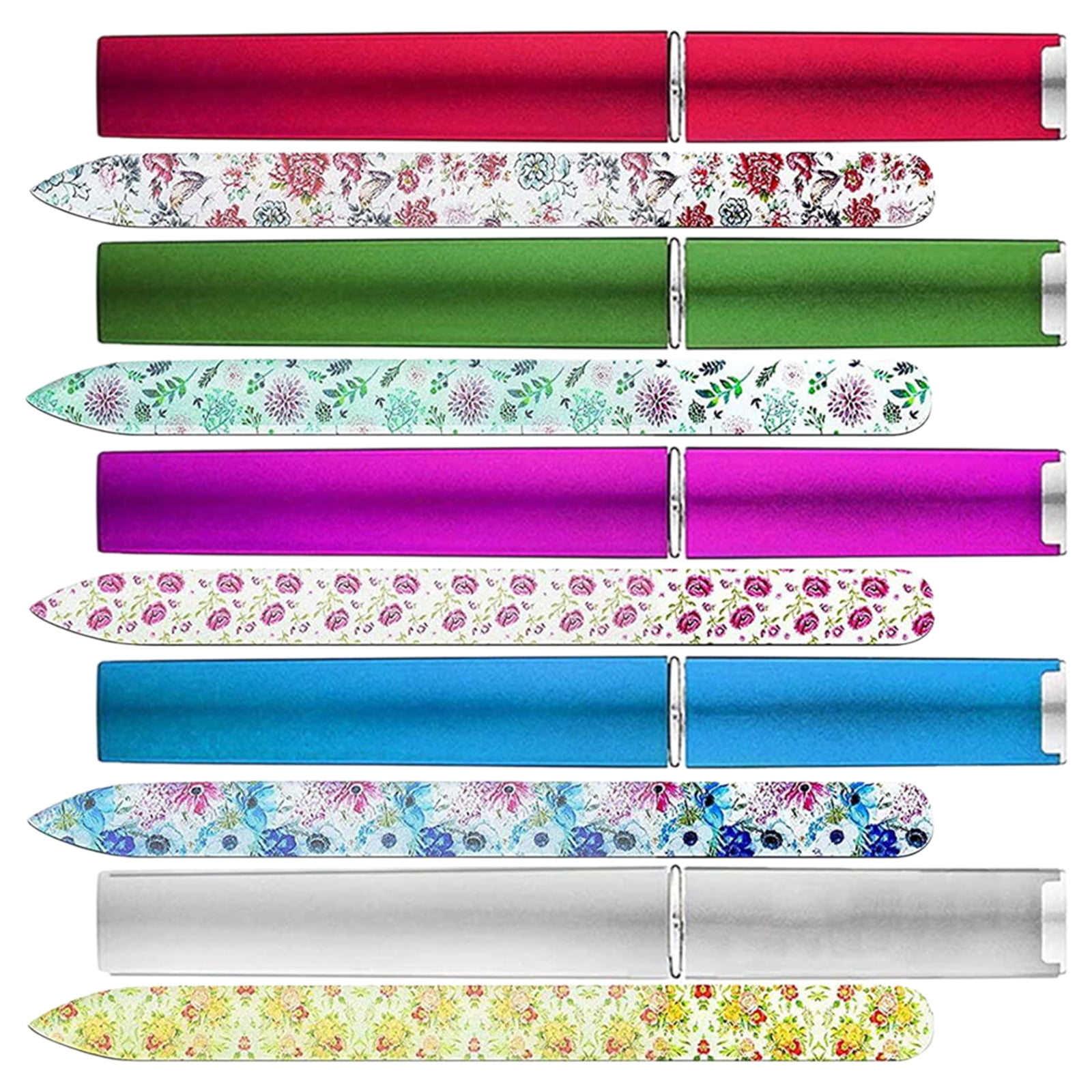 5Pcs Glass Nails Files with Case Professional Fingernail Files Double ...