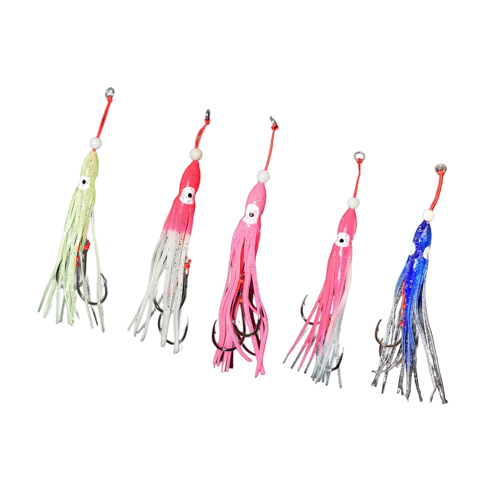 5Pcs Glowing Octopuses Baits Silicones Glowing Octopuses Squid Skirt ...
