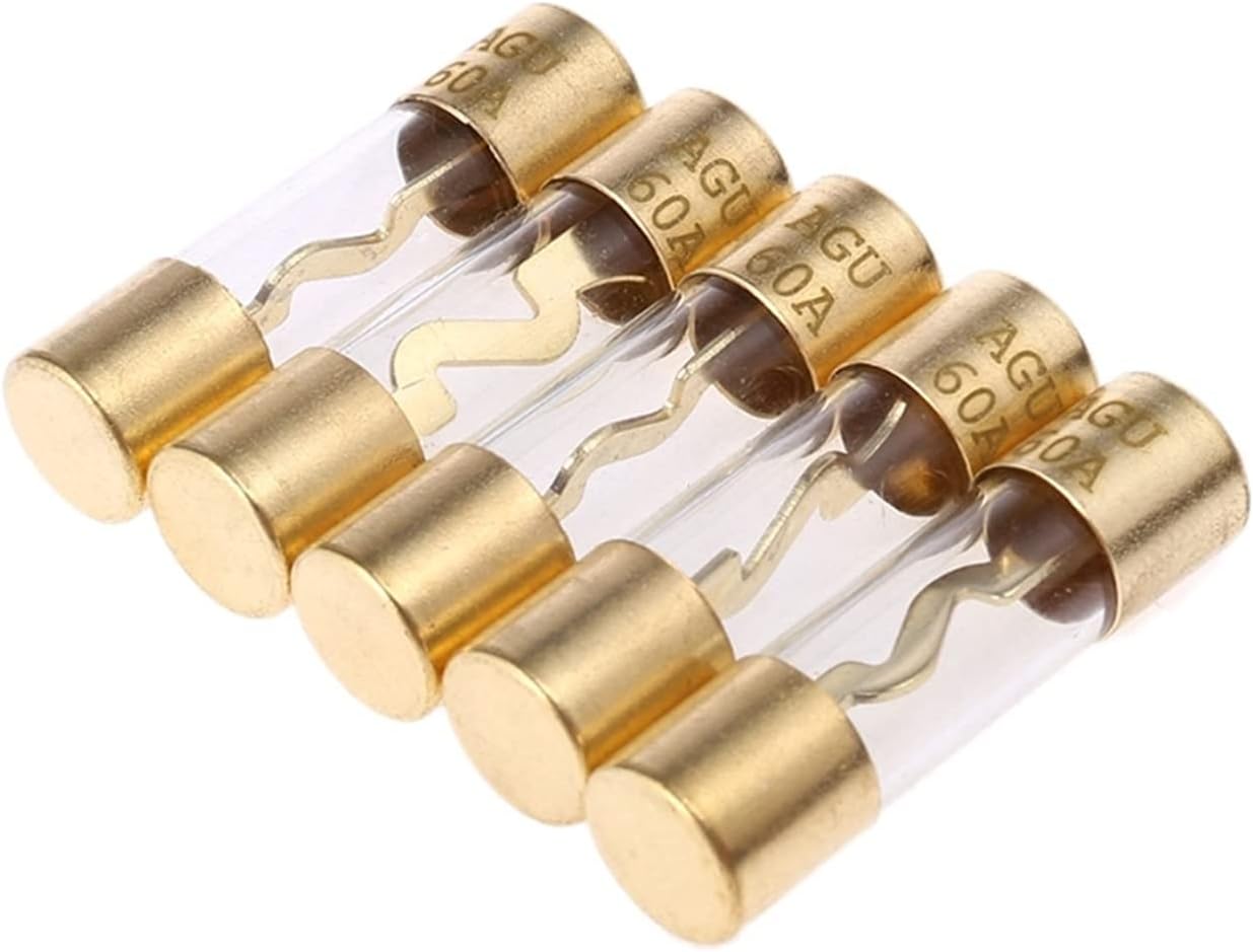 5Pcs Gold Plated Glass AGU Fuse Fuses Pack Car Audio Amp Amplifier 60/80 /100 AMP - Walmart.com