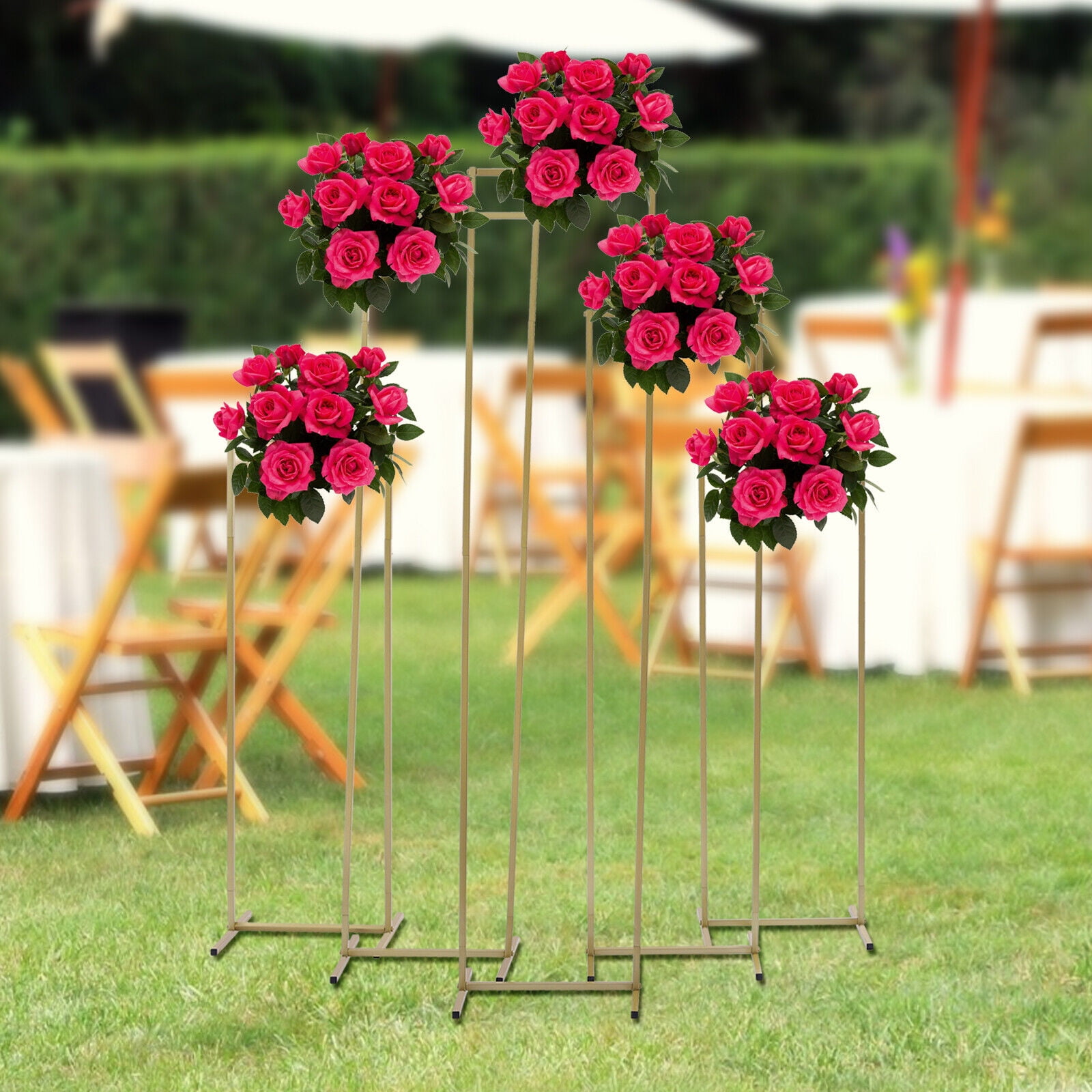 5Pcs Golden Column Flower Stand Metal Flower Display Rack Ceremony ...