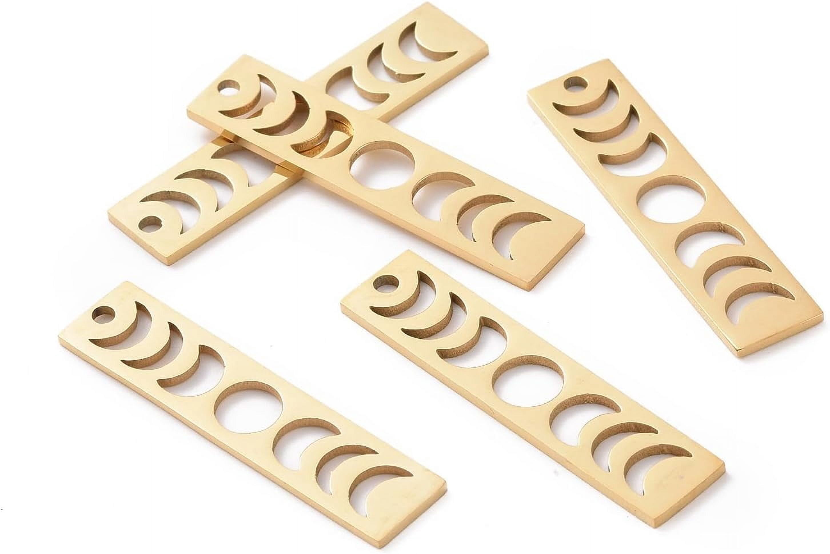 5Pcs Golden Moon Phase Bar Charm 35x8x1mm 201 Stainless Steel Moon ...