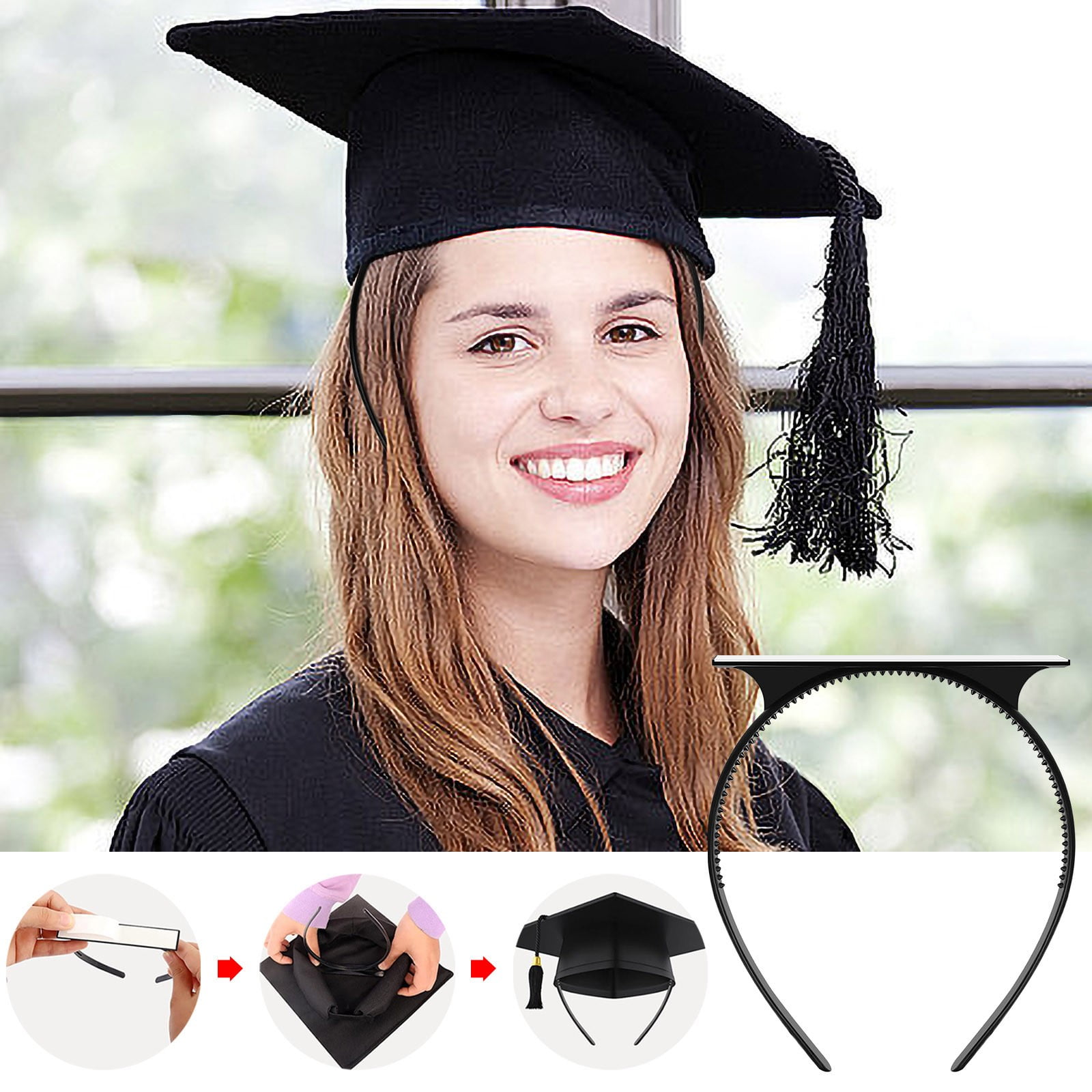 5Pcs Graduation Cap Headband, Grad Cap Headband Adjustable Grad Cap ...