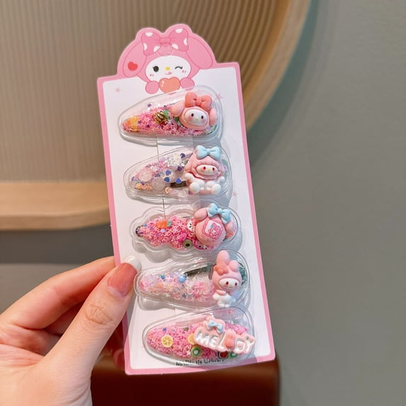5Pcs Hairpins Cartoon Kuromi My Melody Cinnamoroll Hair Clip Color Hair ...