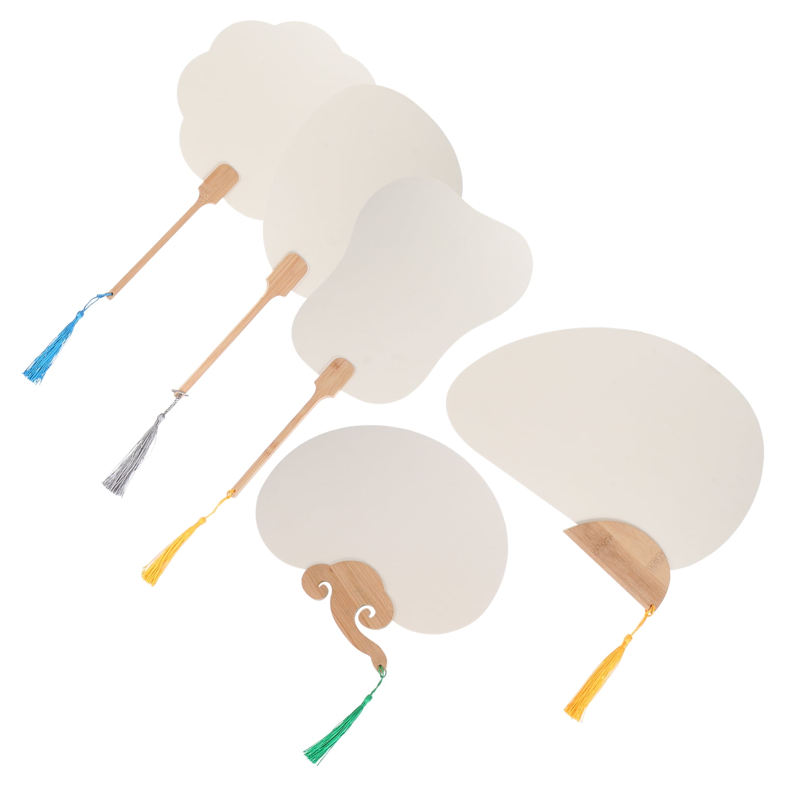 5Pcs Handmade Round Fans Chinese Art Paper Round Fans DIY Drawing Fans ...