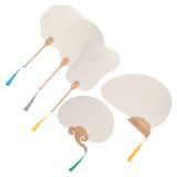 5Pcs Handmade Round Fans Chinese Art Paper Round Fans DIY Drawing Fans ...