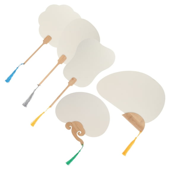 5Pcs Handmade Round Fans Chinese Art Paper Round Fans DIY Drawing Fans ...