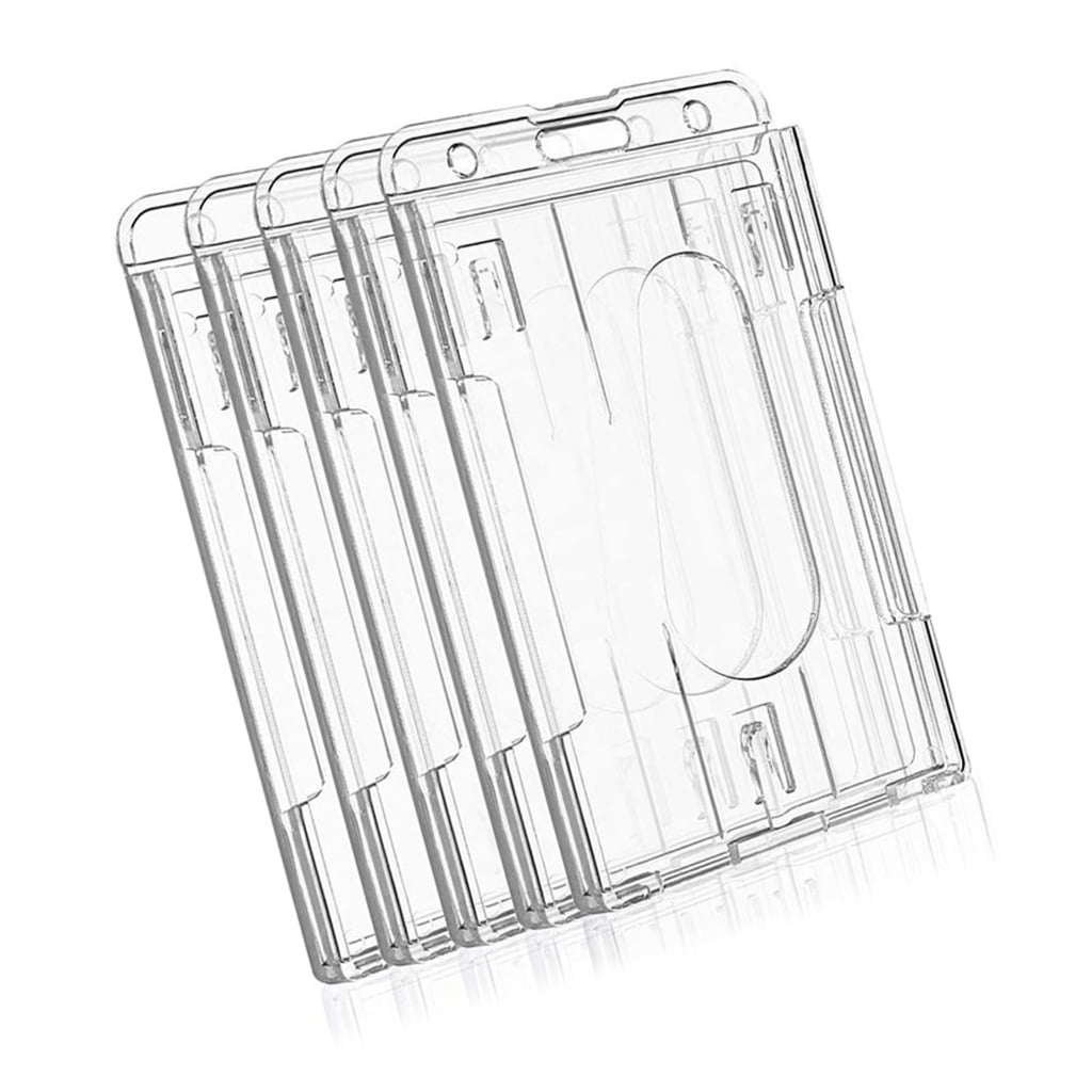 5Pcs Hard Plastic Badge Holder, Clear Name Card Holder with Easy Access ...