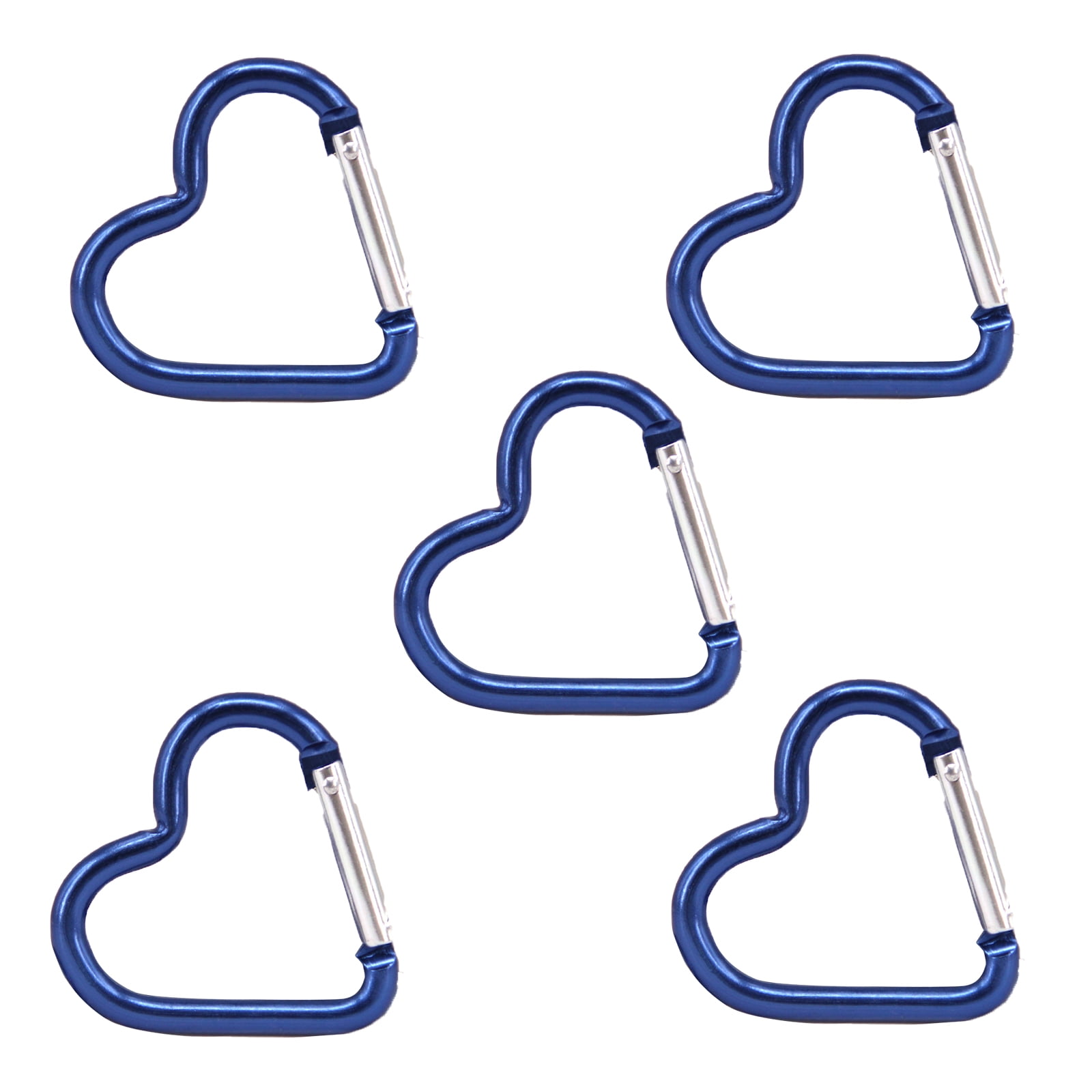 5Pcs Heart Shape Aluminium Carabiner Key Rings Clip Outdoor Camping ...