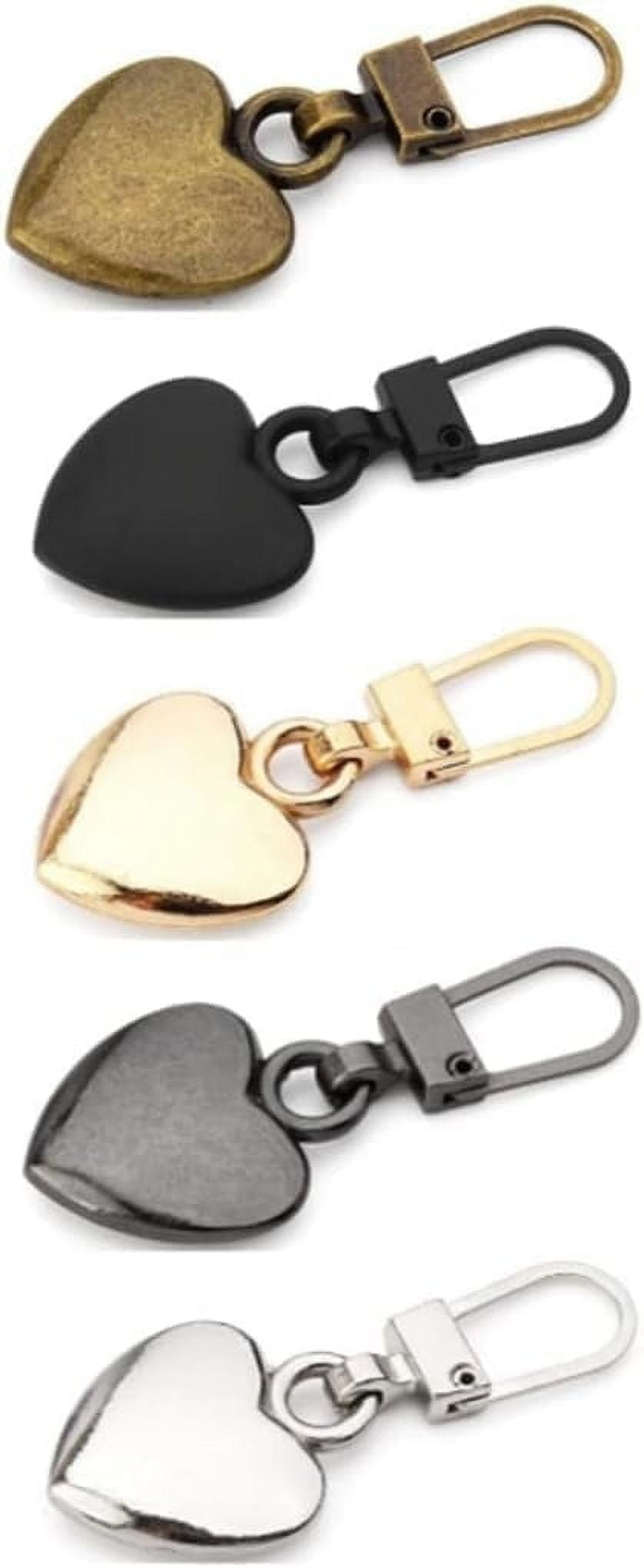5Pcs Heart Shape Zipper Pull Pieces Detachable Cute Creative Zippers ...