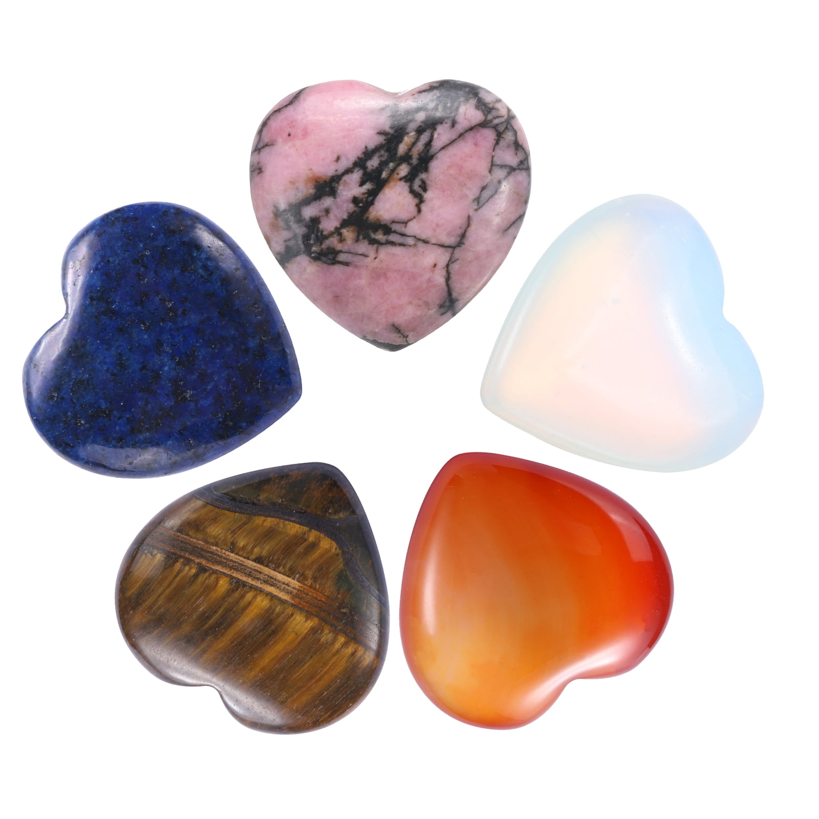 5Pcs Heart Stone Quartz, Heart Worry Stones for Balancing Worry Bulk ...