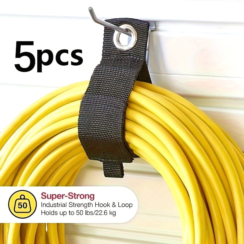 5Pcs Heavy Duty Extension Cord Holder Organizer | Holds 50 Pounds, Storage Straps Hang Easily on ...