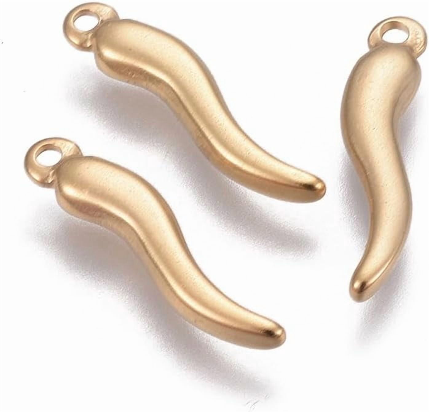5Pcs Italian Horn Cornicello Charms 304 Stainless Steel Pendants Golden ...