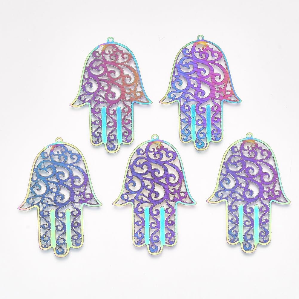 5Pcs Jewelry Making Charms 304 Stainless Steel Filigree Big Pendants ...