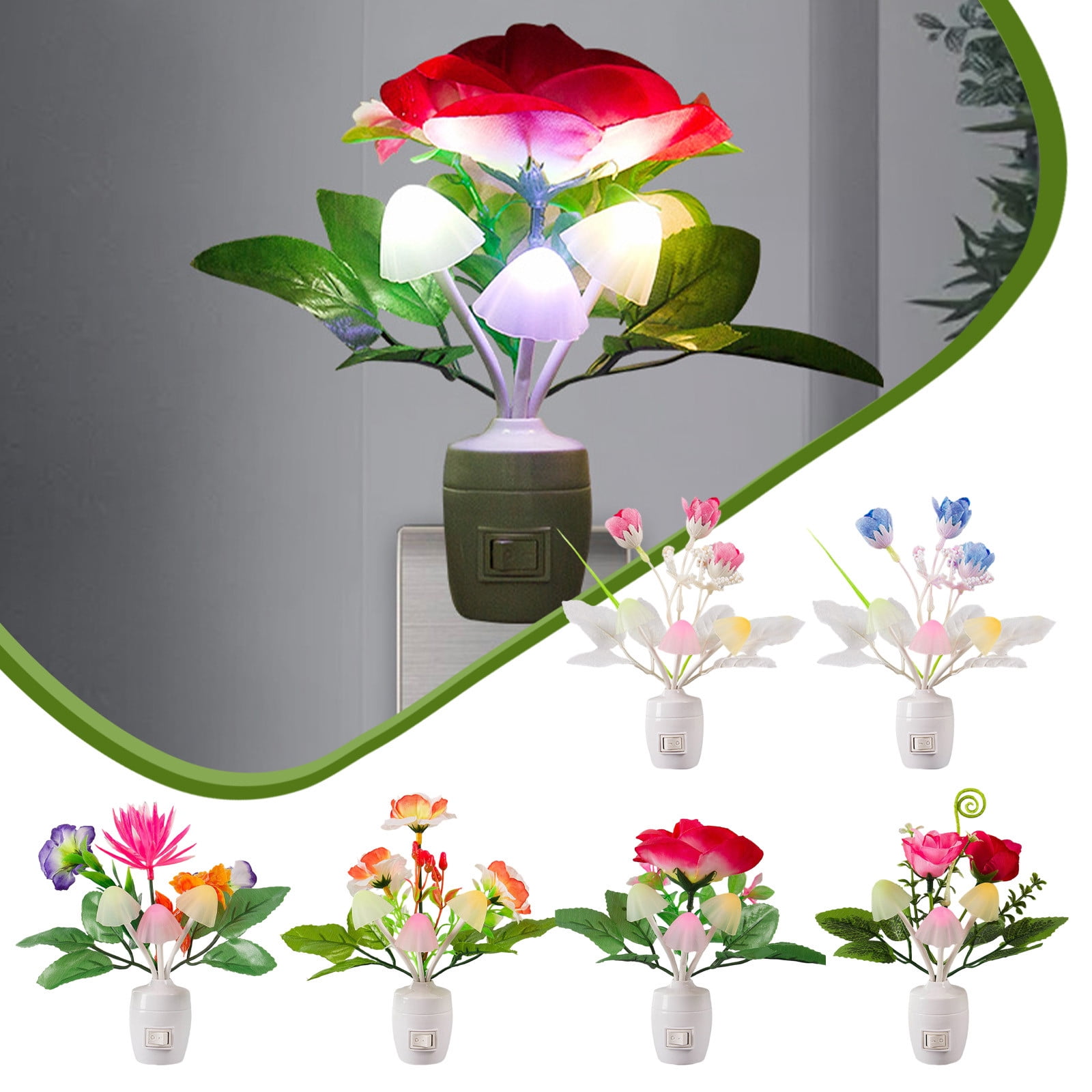 5Pcs LED Flower Night Light, Kadlawus LED Flower Night Light, Color ...