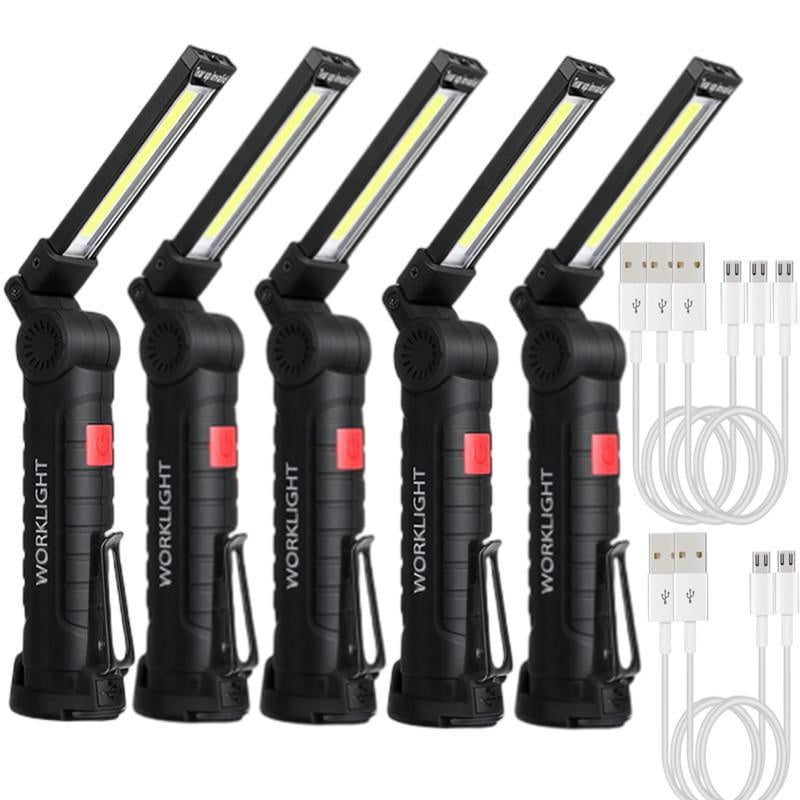 5Pcs LED Work Light Dimmable USB Rechargeable LED Flashlight Inspection ...