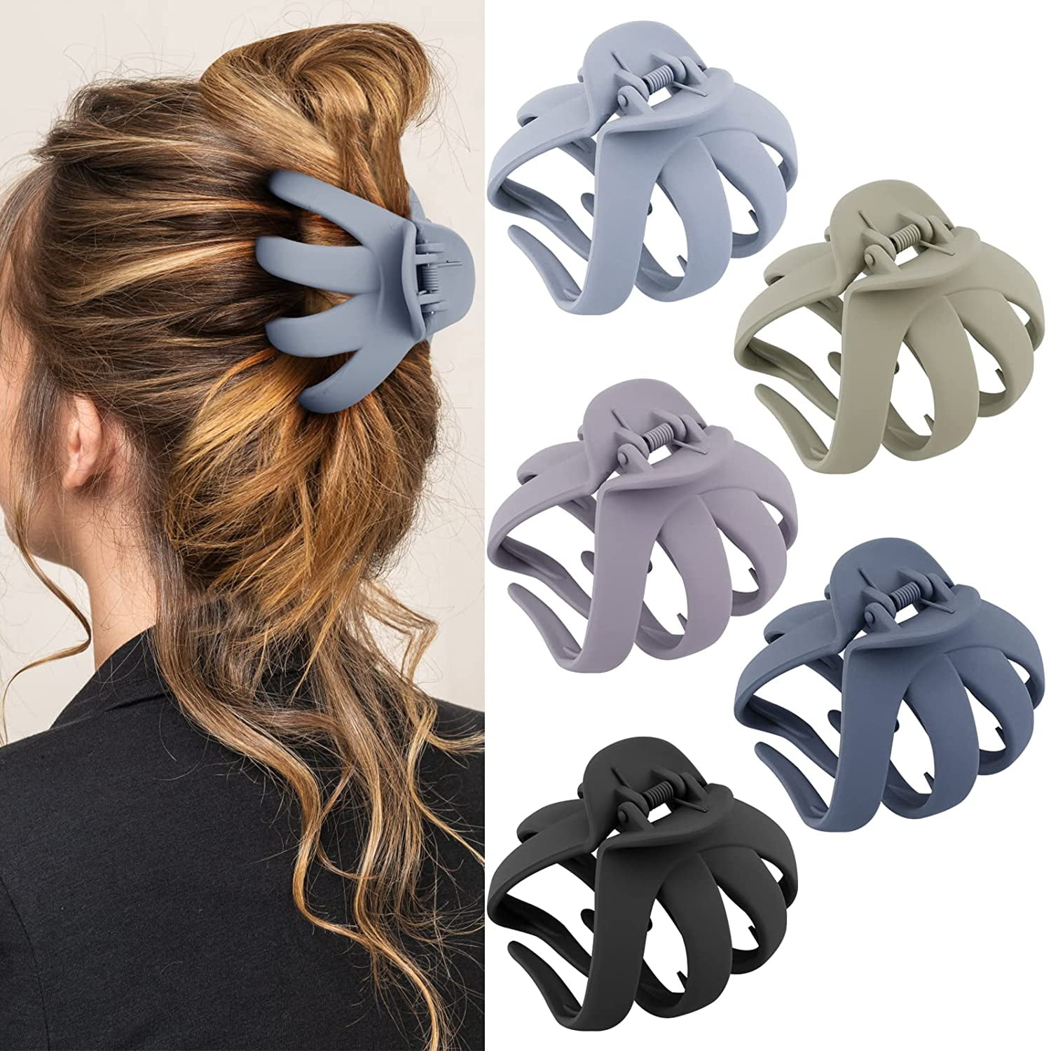 5Pcs Large Hair Clips 3.15'' Big Octopus Hair Clip Hair Claws Giant ...