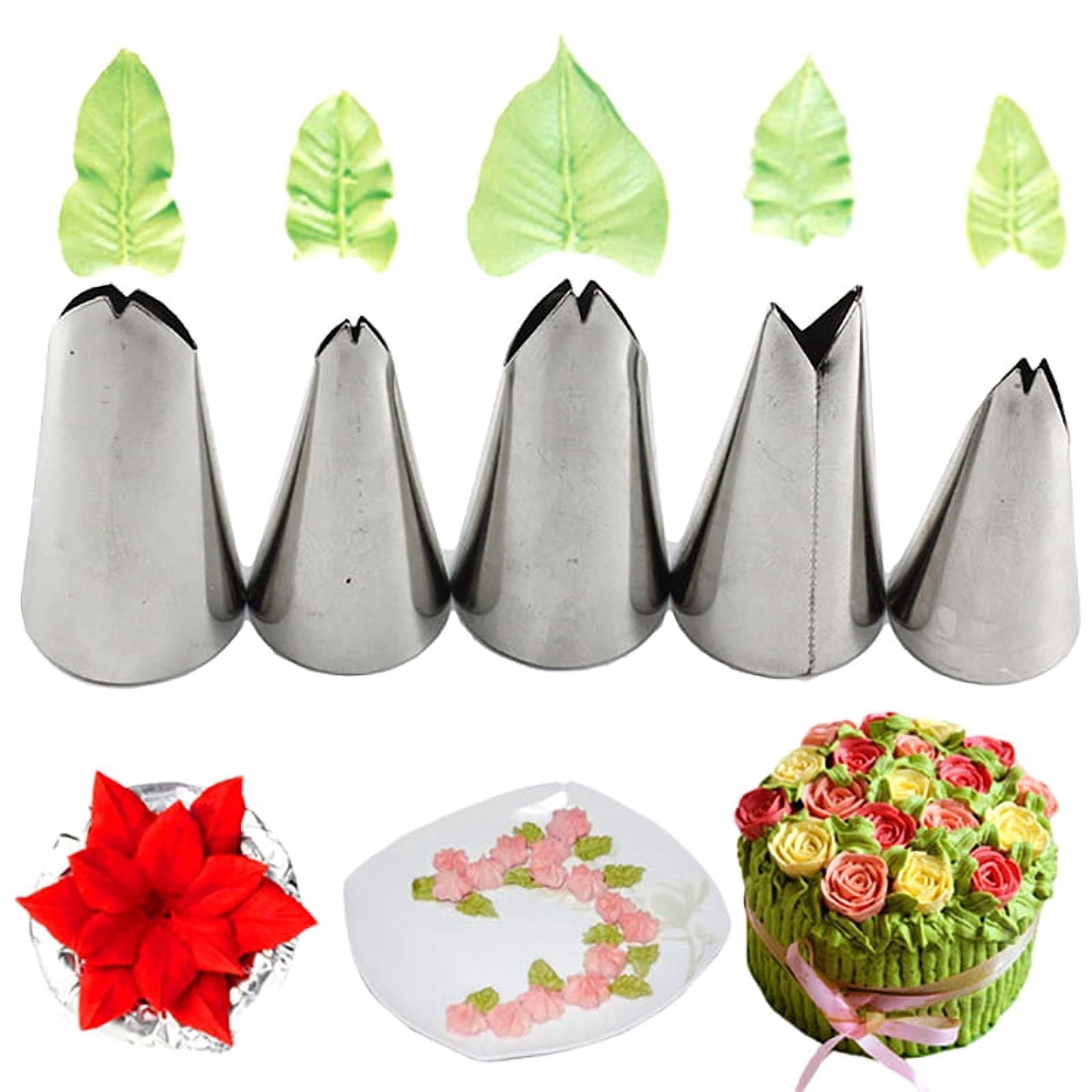 5Pcs Leaves Nozzles Stainless Steel Icing Piping Nozzles Tips Pastry ...