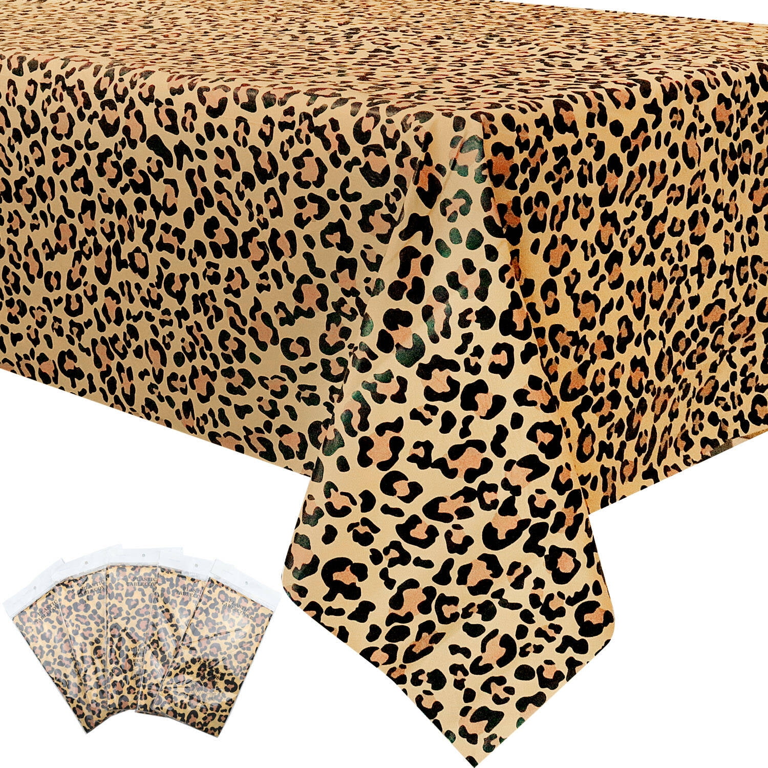 5Pcs Leopard Table Covers - 54" X 108" Animal Safari Theme Print ...