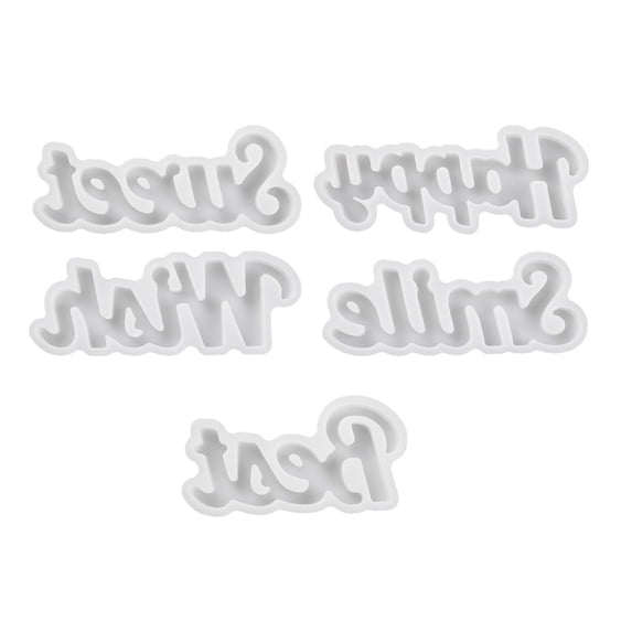 5Pcs Letter Shaped Plaster Silicone Molds Blessing Words Resin Silicone ...