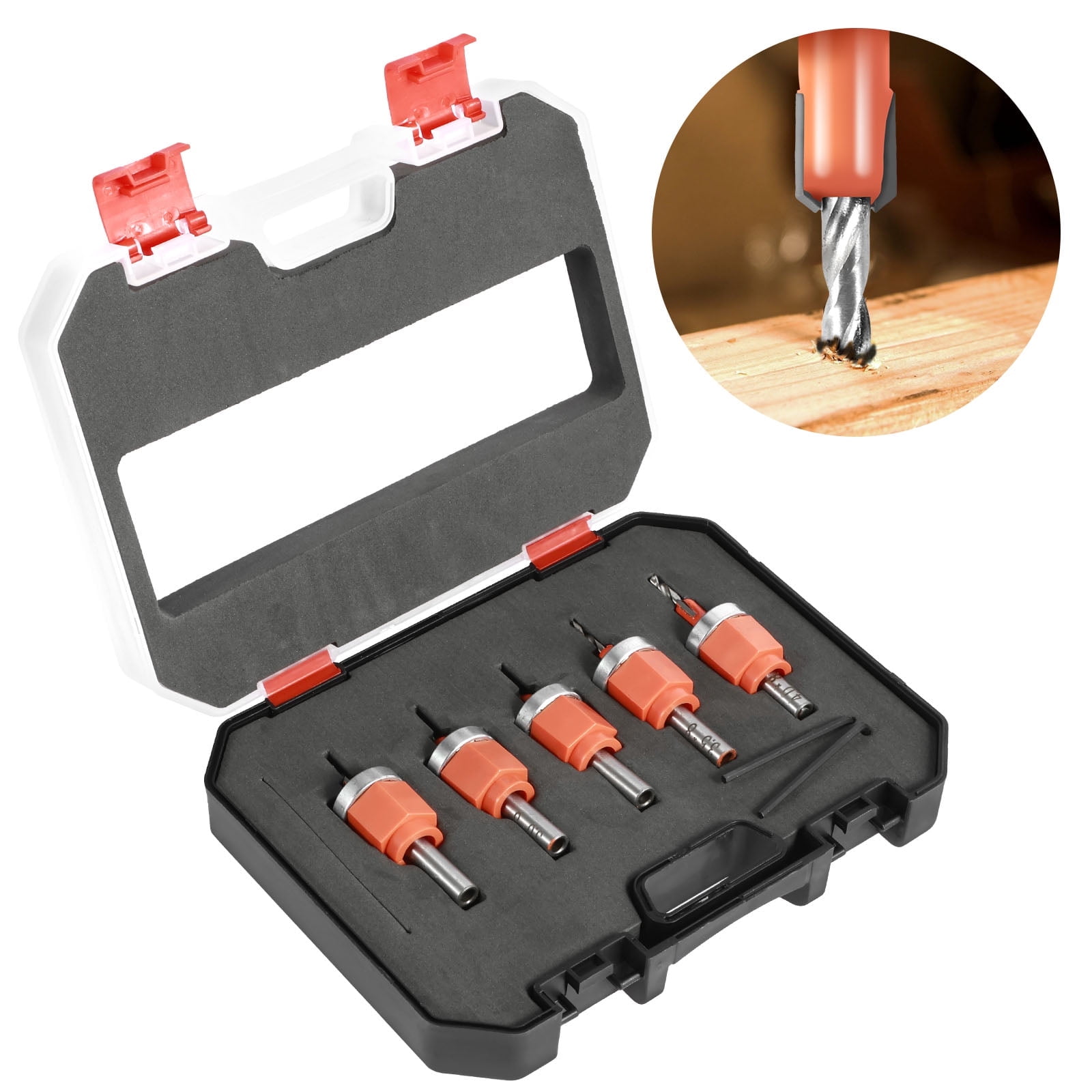 5Pcs Limit Countersink Drill Bit Set with Hole Punch Deep Adjustable ...