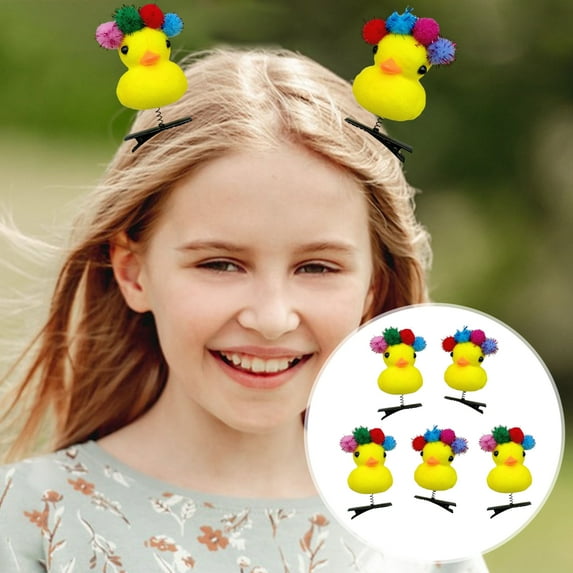 5Pcs Little Yellow Duck Decor Hairpin Cute Plush Duck Hair Clip Girl ...