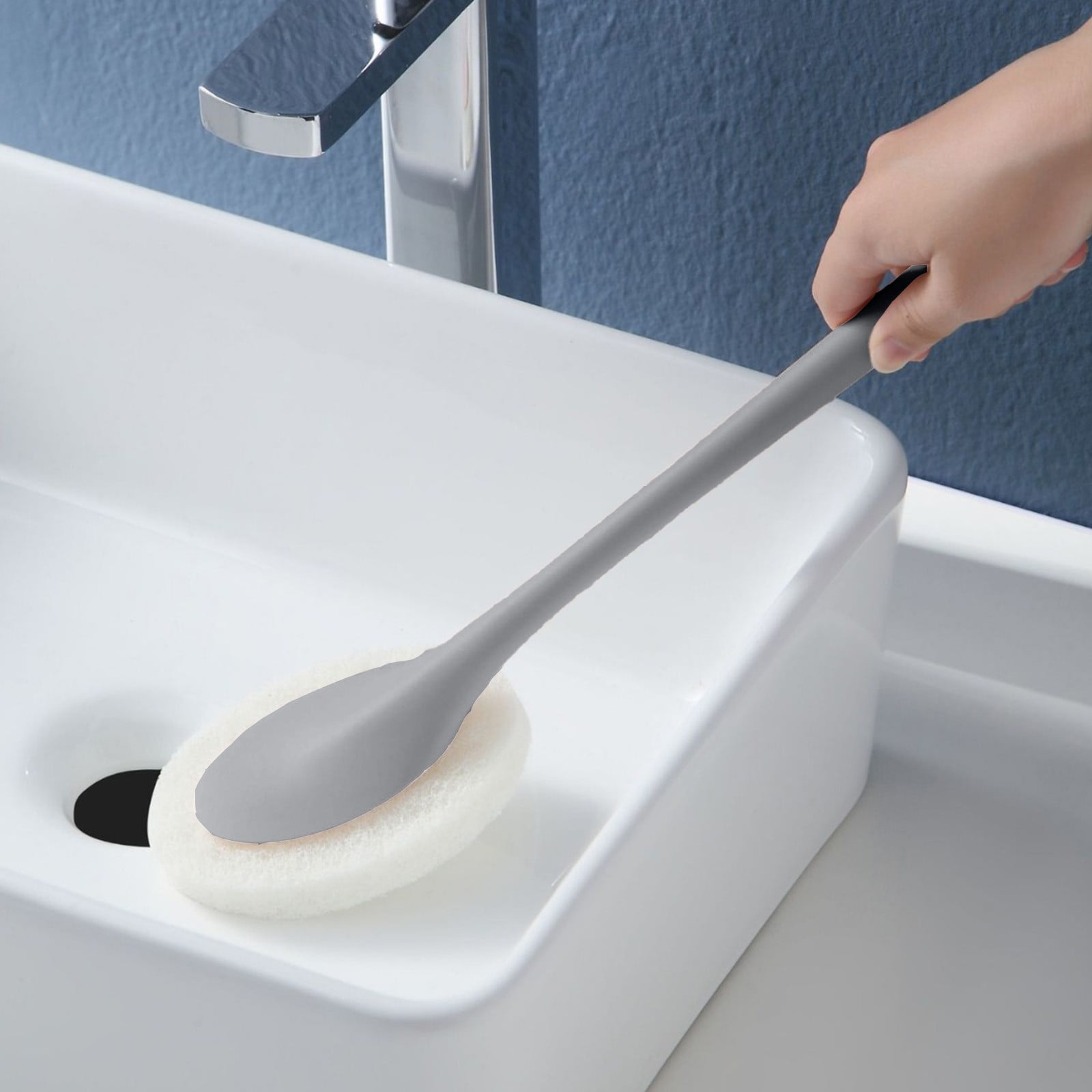 5Pcs Long Handle Sponge Scrub Bathroom Brush，Sponge Cleaning Brush with ...