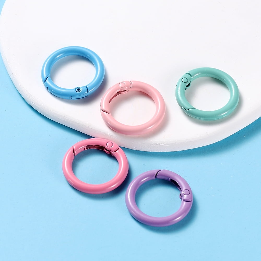 5Pcs Lot Metal Spring Rings with Round Opener Ring for Keychains Bags ...