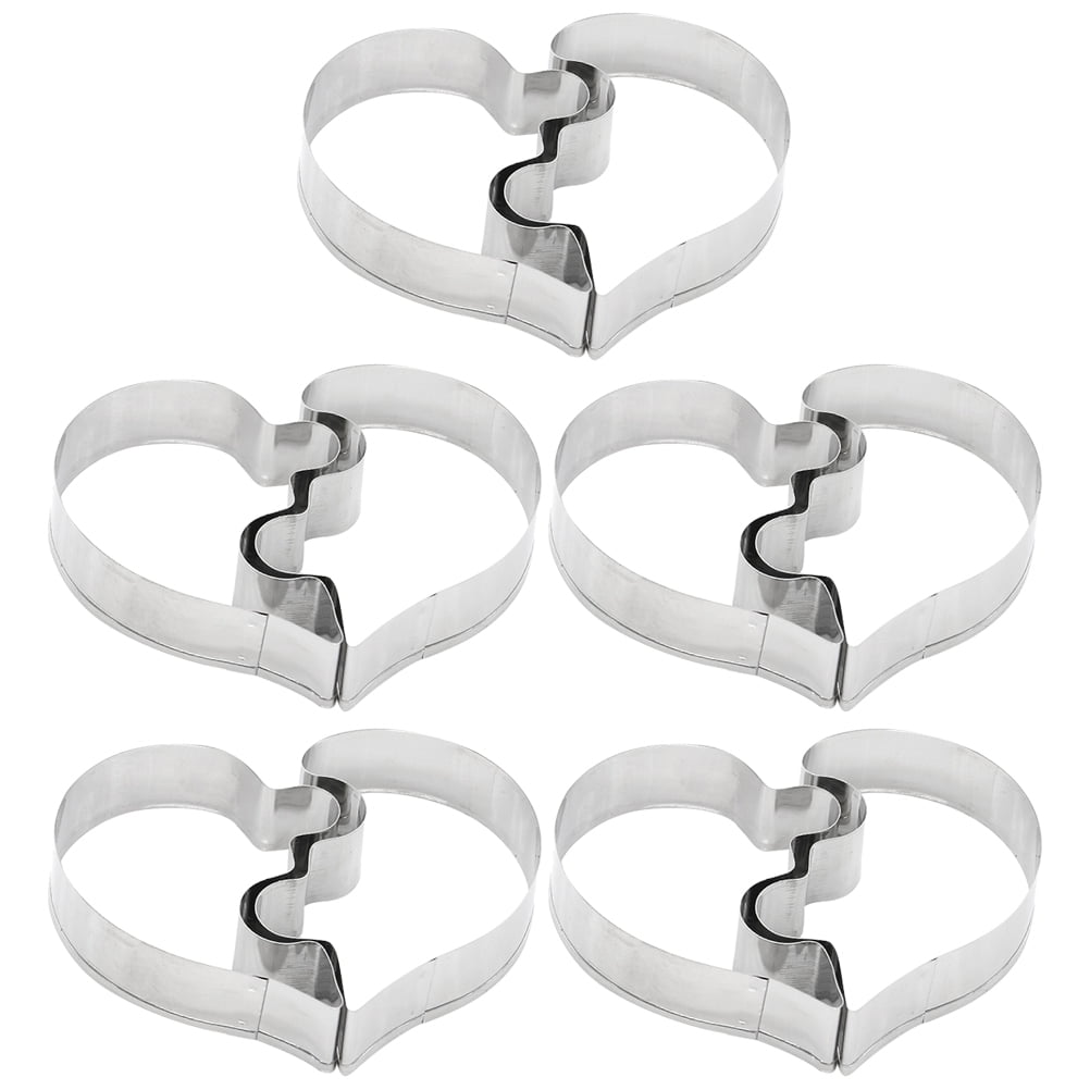 5Pcs Lovely Heart Shape Cookie Cutters Molds Stainless Steel Fruit ...