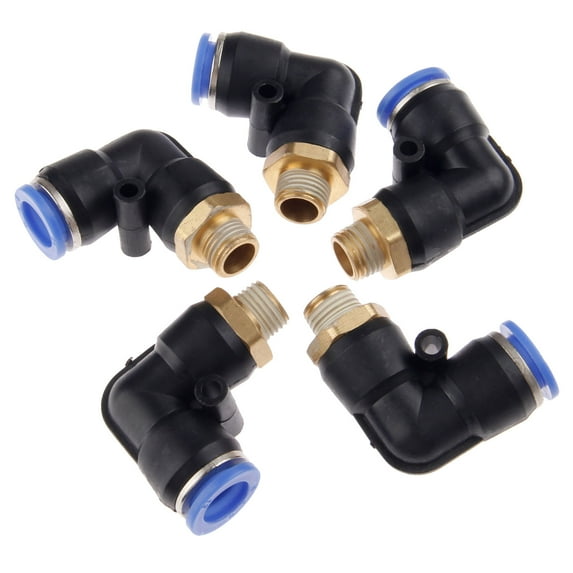 5Pcs M5" 1/8'' 1/4'' 3/8'' 1/2' Thread Pneumatic Fittings Elbow Quick ...