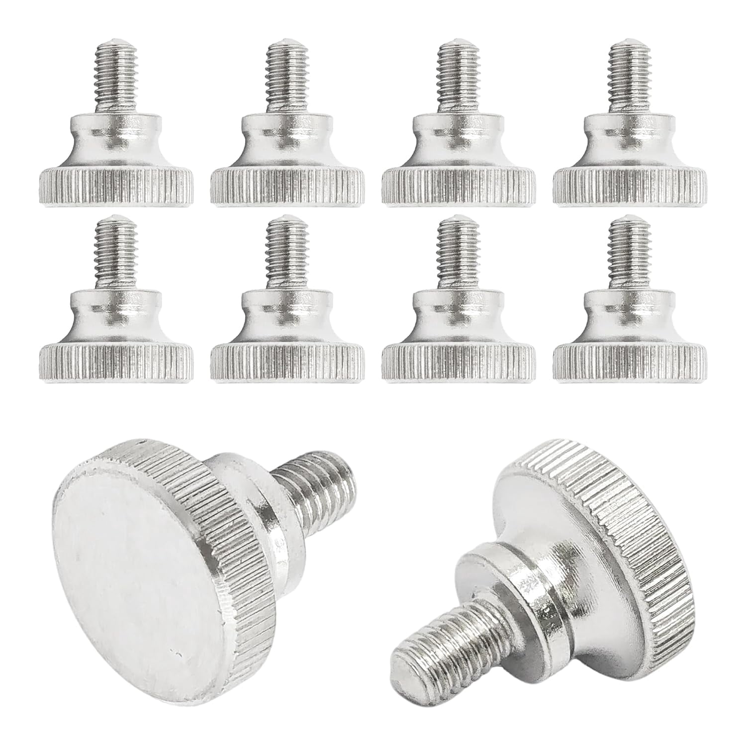 5Pcs M6 x 10mm Knurled Thumb Screws, Flat Knurled Head Fully Threaded ...