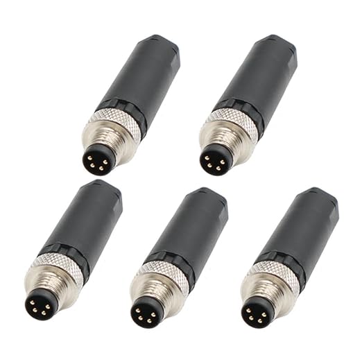 5Pcs M8 4 Pin Male Connector, Field Assembly Wireable Adapter 8mm IP67 ...