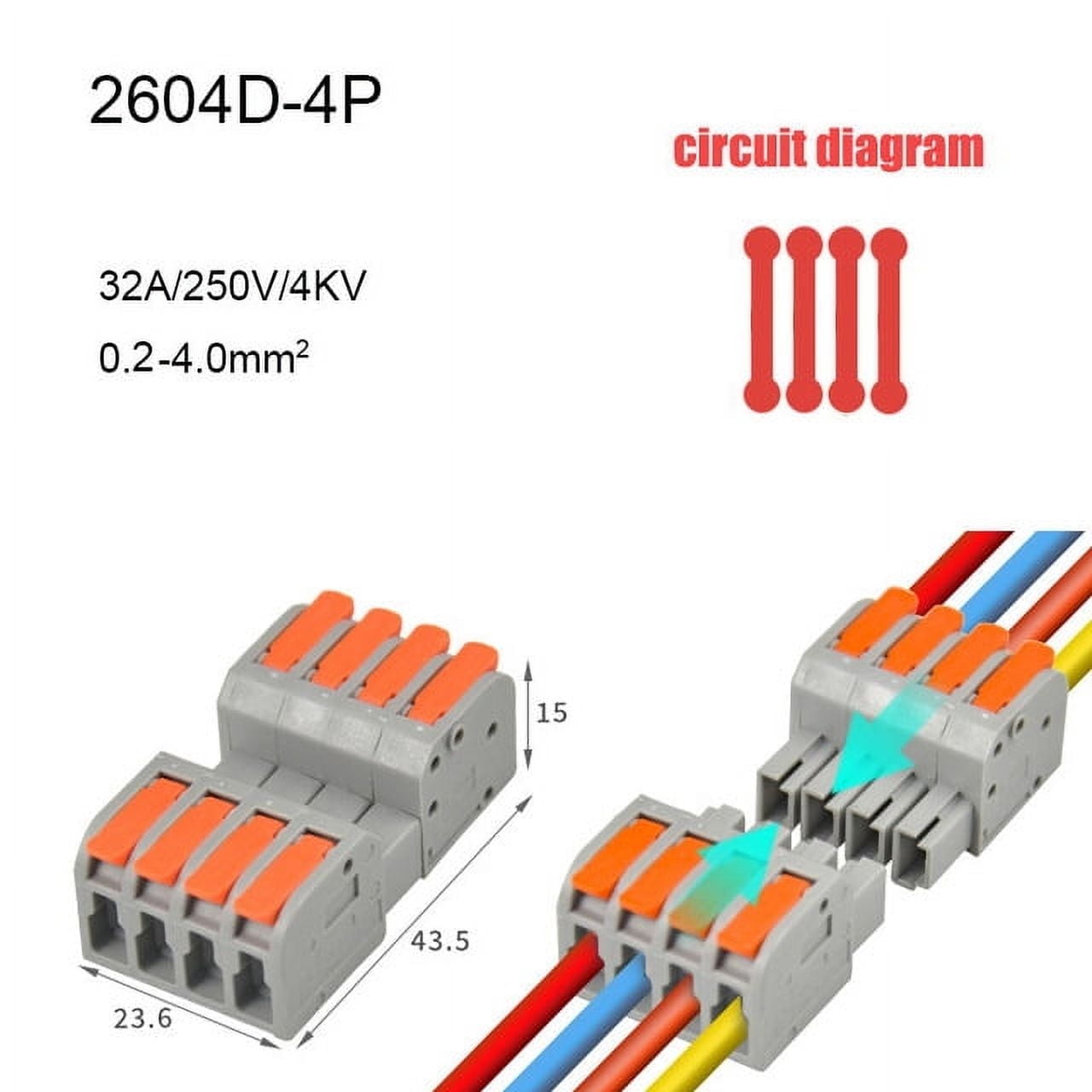 5Pcs Male to Female Mini Quick Wire Connectors Universal Compact ...