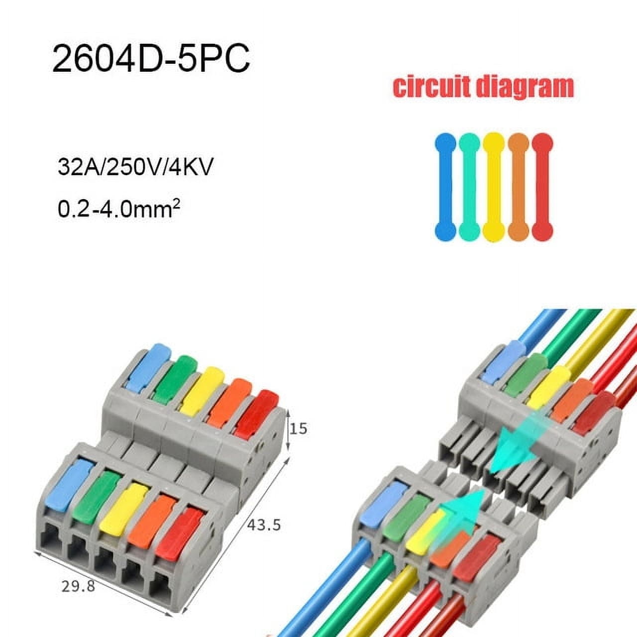 5Pcs Male to Female Mini Quick Wire Connectors Universal Compact ...