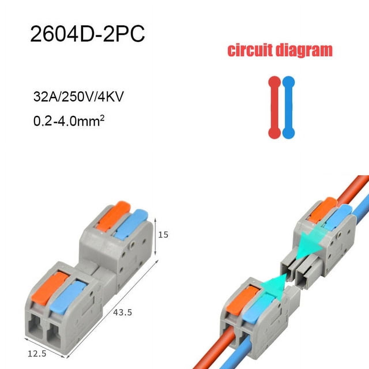 5Pcs Male to Female Mini Quick Wire Connectors Universal Compact ...